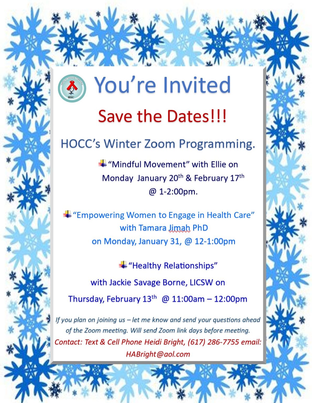 Save the Date: Zoom Meeting: “Empowering Women to Engage in Health Care ...